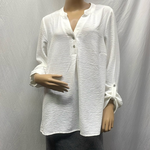 Fred David | Tops | Fred David Womens White Button Vneck Long Sleeve ...
